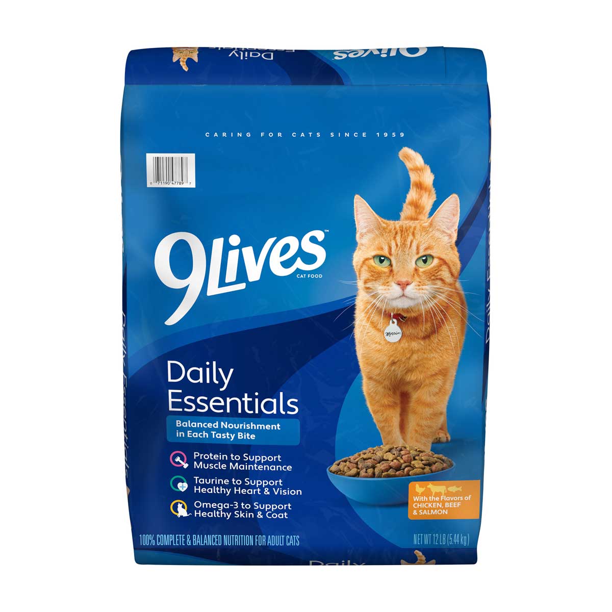 9Lives Daily Essentials Dry Cat Food - Chicken, Beef & Salmon, 12 lb
