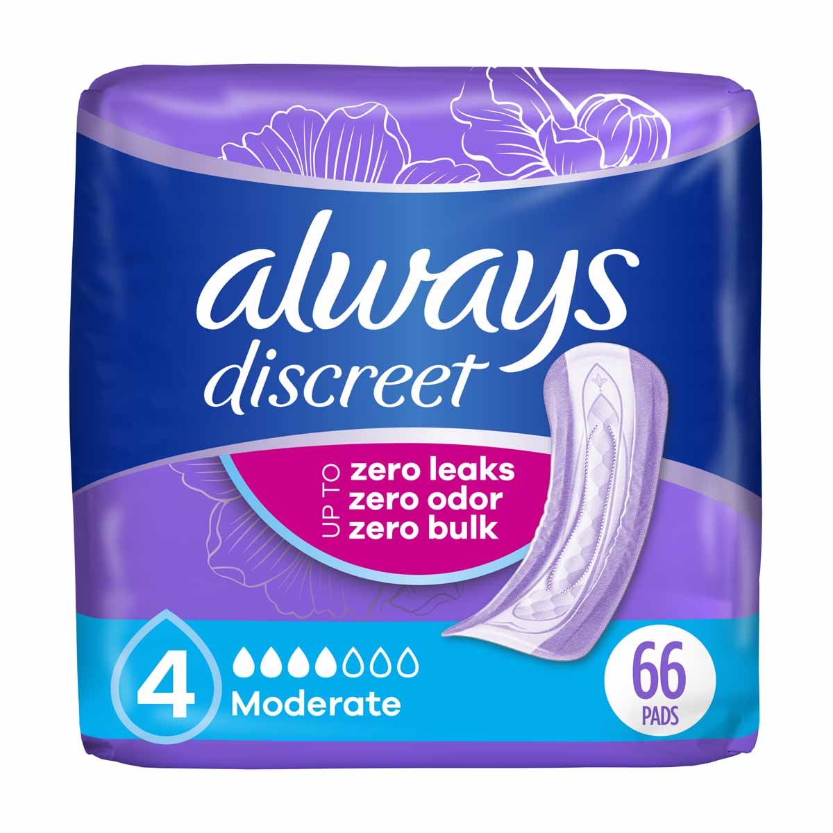 Buy Always Discreet Adult Incontinence Pads for Women, Moderate ...