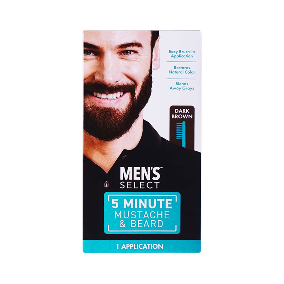 Men’s Select 5 Minute Mustache & Beard Color, Dark Brown, 1 Application