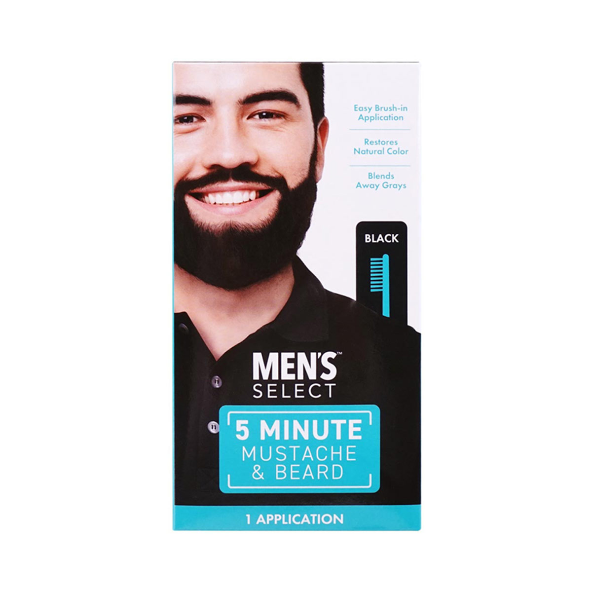 Men’s Select 5 Minute Mustache & Beard Color, Black, 1 Application