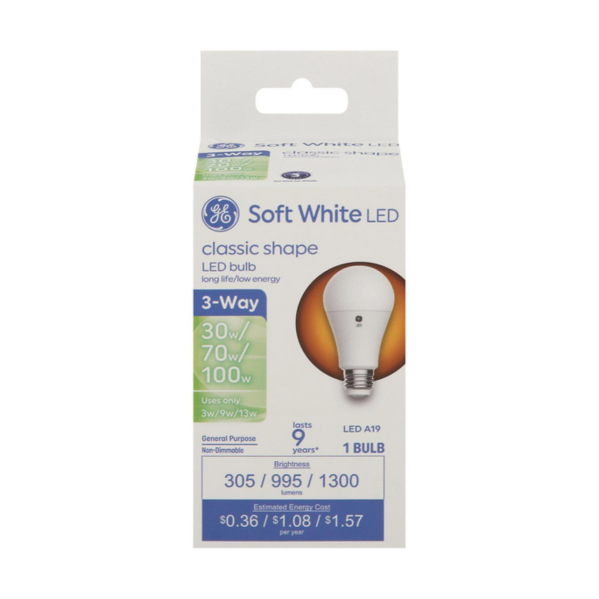 Buy GE Soft White LED 3-Way Light Bulb, 30W/70W/100W Equivalent, 1 Bulb ...