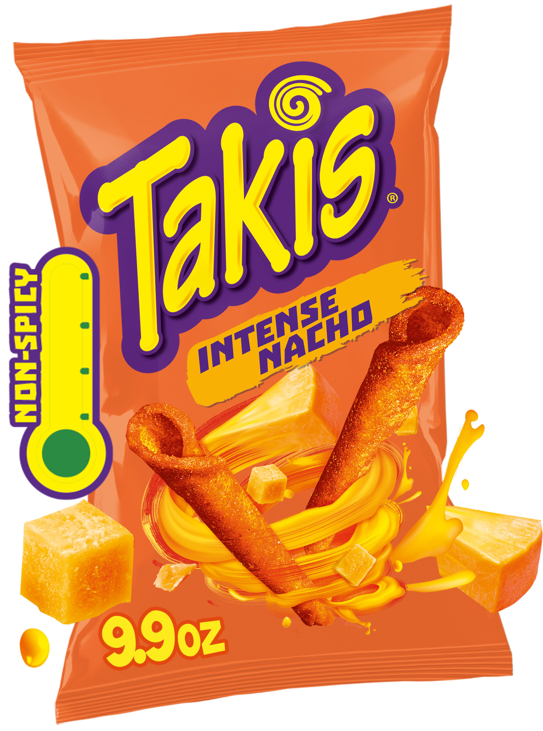 Takis Intense Nacho Cheese Rolled Tortilla Chips, Sharing Size Bag, 9.9 oz